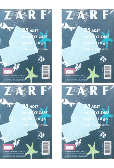 Yener Extra Davetiye Zarfı 110 Gram 130 x 180 mm 100'lü Yener Extra Davetiye Zarfı 110 Gram 130 x 180 mm 100'lü