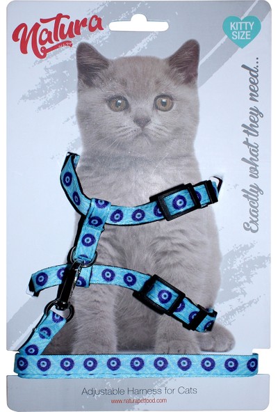 Natura Yavru Kedi Bel Tasması - Nazar Boncuklu Mavi