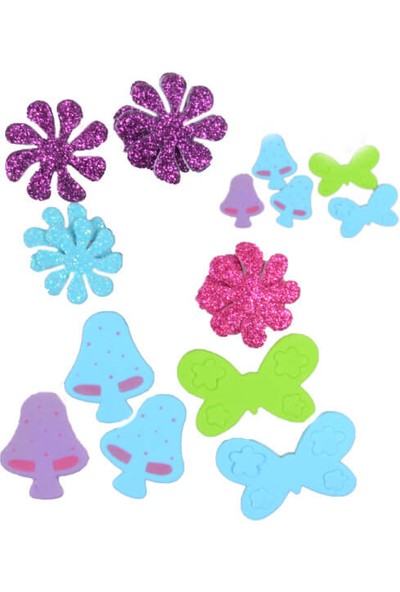 Temel Çiçek-Kelebek Eva Sticker Simli ST-1020560