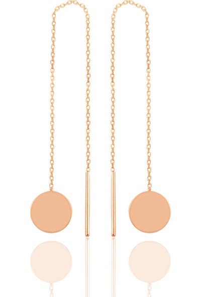 Söğütlü Silver Gümüş Rose Pul Gümüş Zincir Küpe