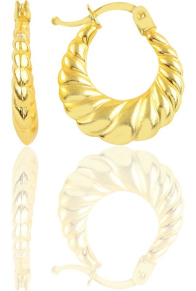 Söğütlü Silver Gümüş Altın Yaldızlı Gümüş Şarnel Küpe