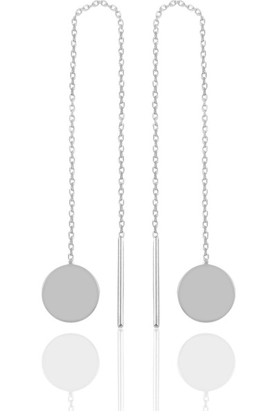 Söğütlü Silver Gümüş Rodyumlu Pul Gümüş Zincir Küpe