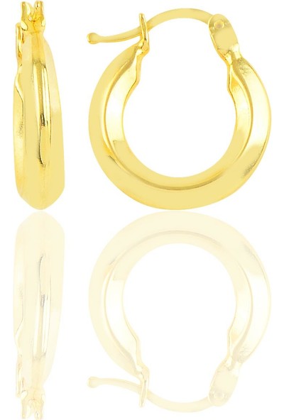 Söğütlü Silver Gümüş Altın Yaldızlı Gümüş Şarnel Halka Küpe