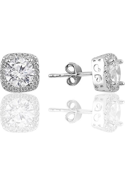 Söğütlü Silver Gümüş Zirkon Taşlı Kare Pırlanta Montürlü Gümüş Küpe Söğütlü Silver Gümüş Zirkon Taşlı Kare Pırlanta Montürlü Gümüş Küpe