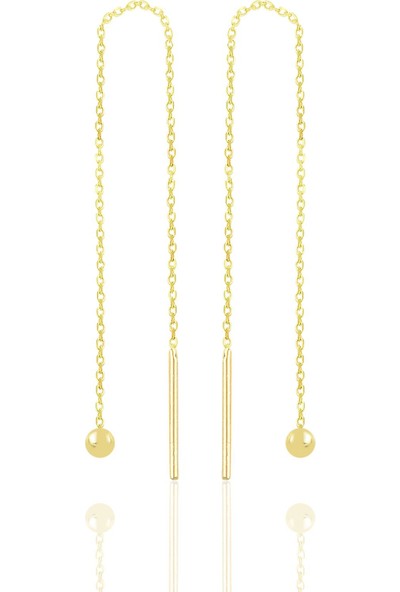 Söğütlü Silver Gümüş Altın Yaldızlı Toplu Gümüş Zincir Küpe Söğütlü Silver Gümüş Altın Yaldızlı Toplu Gümüş Zincir Küpe