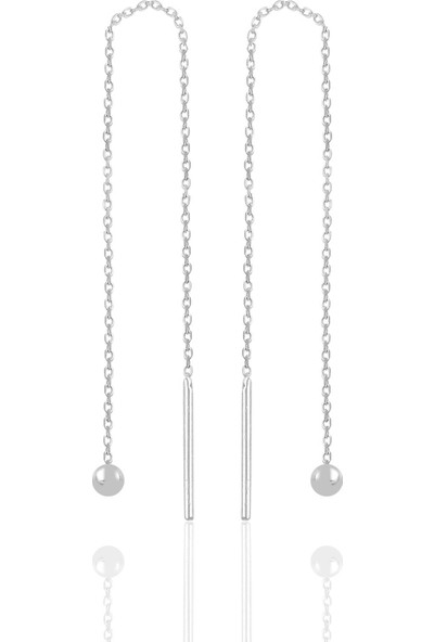 Söğütlü Silver Gümüş Rodyumlu Toplu Gümüş Zincir Küpe