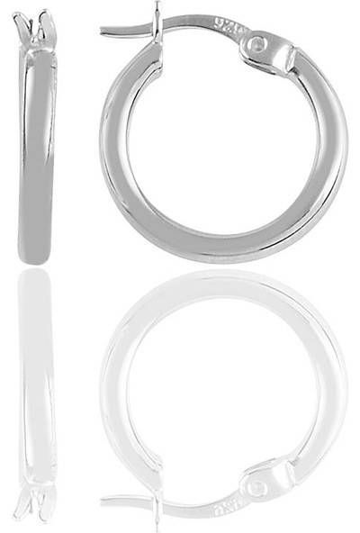 Söğütlü Silver Gümüş Rodyumlu 16 mm Şarnel Halka Küpe