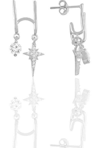 Söğütlü Silver Gümüş Rodyumlu Zirkon Taşlı Çift Görünümlü Gümüş Kutup Yıldızı Kupe Söğütlü Silver Gümüş Rodyumlu Zirkon Taşlı Çift Görünümlü Gümüş Kutup Yıldızı Kupe