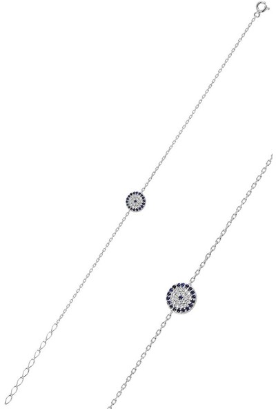 Söğütlü Silver Gümüş Rodyumlu Nazarlı Bileklik