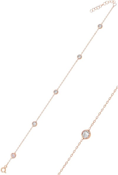 Söğütlü Silver Gümüş Rose Sıra Taşlı Halhal Söğütlü Silver Gümüş Rose Sıra Taşlı Halhal