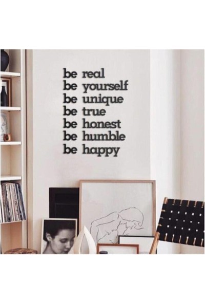 Moccoll Siyah Be Real Be Yourself Ahşap Mdf Dekoratif Duvar Yazısı