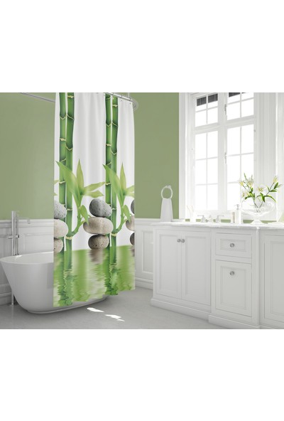 Tropik Home Bamboo Desen 180 x 200 cm Polyester Kumaş Banyo Perdesi Tropik Home Bamboo Desen 180 x 200 cm Polyester Kumaş Banyo Perdesi