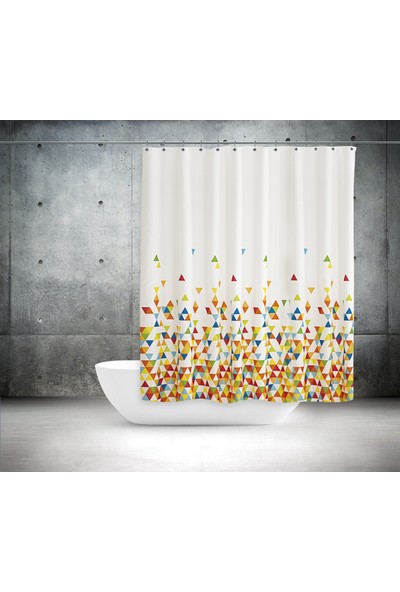 Tropik Home Renkli Desenli 180 x 180 cm Su Geçirmez Polyester Kumaş Banyo Perdesi