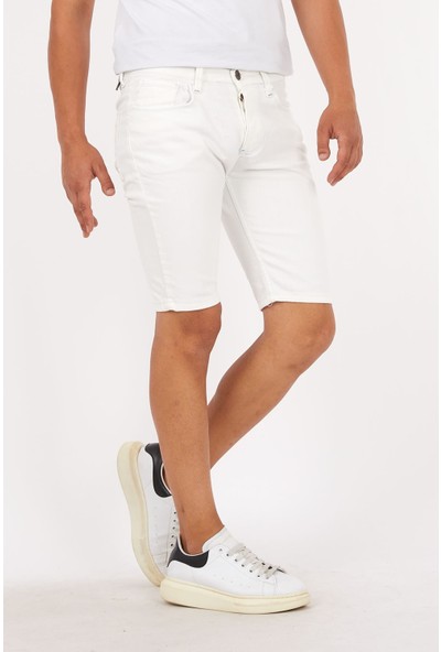 Serseri Jeans Beyaz Renk Erkek Kot Şort