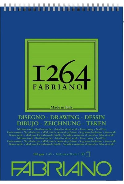 Fabriano 1264 Drawıng Çizim Defter 180 gr A5-30 Yaprak Spiralli Fabriano 1264 Drawıng Çizim Defter 180 gr A5-30 Yaprak Spiralli