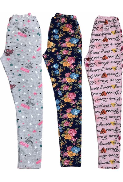 Dıgıl Kids Kız Çocuk Süper 3'lü Tayt Desenli Likralı Tayt