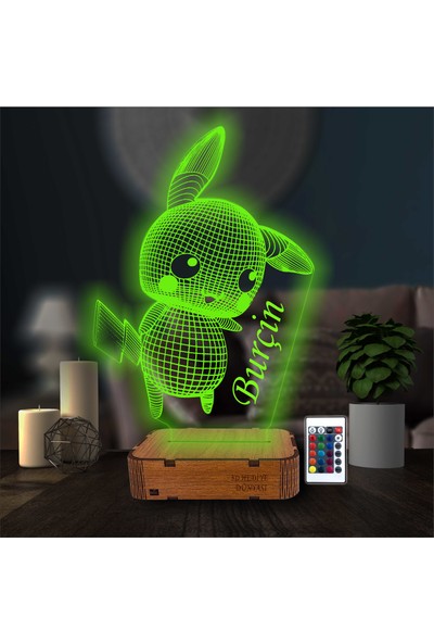 3D Hediye Dünyası pikaçu gece lambası doğum günü hediyesi 16 Renkli kumandalı