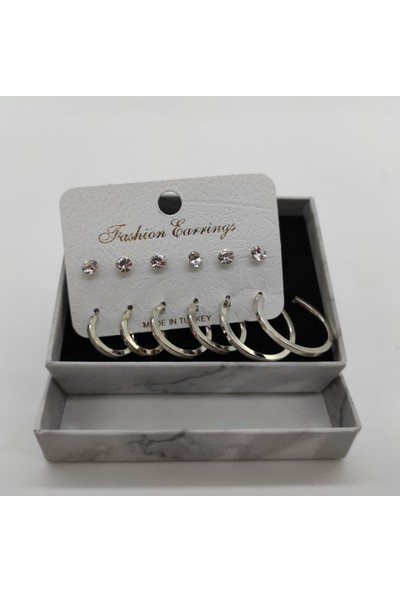 Tarz Toka Halkalı Çoklu Spor Küpeler KPSPC0013 Tarz Toka Halkalı Çoklu Spor Küpeler KPSPC0013