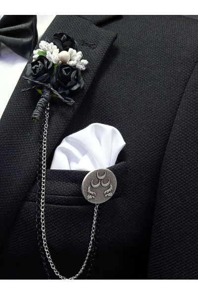 By Yavuz Siyah Rengi Çiçek & Üç Hilal Yaka İğnesi