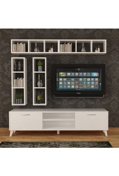 Dekormer Design Tv Ünitesi Dolaplı 180 cm ve Kitaplıklı