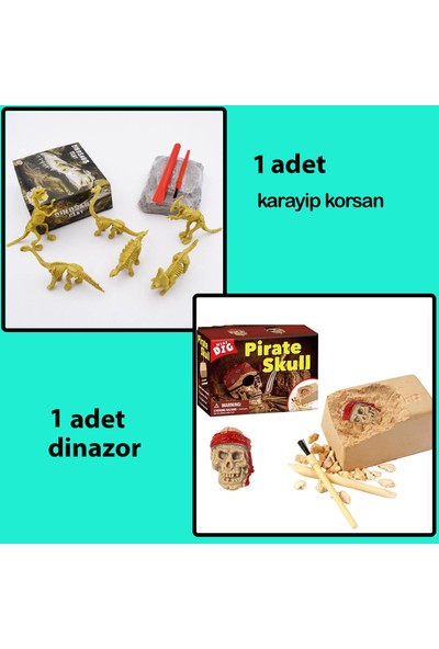 Nesoedu 2'li Arkeolojik Bilim Kazı Seti 1 Adet Dinozor Kazı Seti + 1ADET Korsan Kazı Seti Nesoedu 2'li Arkeolojik Bilim Kazı Seti 1 Adet Dinozor Kazı Seti + 1ADET Korsan Kazı Seti