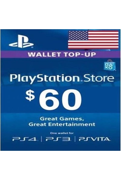 Playstation Psn Card 60$ / 60 Dolar (US) United States Playstation Psn Card 60$ / 60 Dolar (US) United States