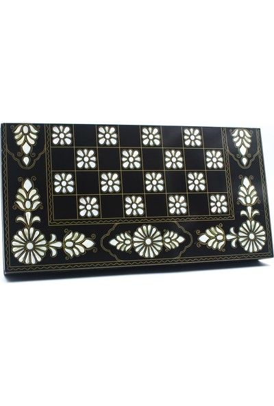 VegaGiftShop Papatya Desenli Ahşap Tavla Takımı