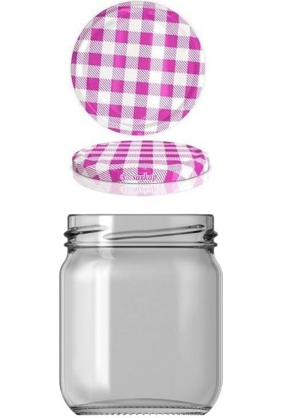 Paşabahçe Cam Kavanoz 210 cc Mor Ekose Kapaklı 10 Adet