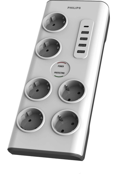 Philips SPN7060WA/62 6'lı Akım Korumalı & 5 USB Girişli Prız 900J 2 M 1 x Type C - 4 x Type A SPN7060WA/62 Philips SPN7060WA/62 6'lı Akım Korumalı & 5 USB Girişli Prız 900J 2 M 1 x Type C - 4 x Type A SPN7060WA/62
