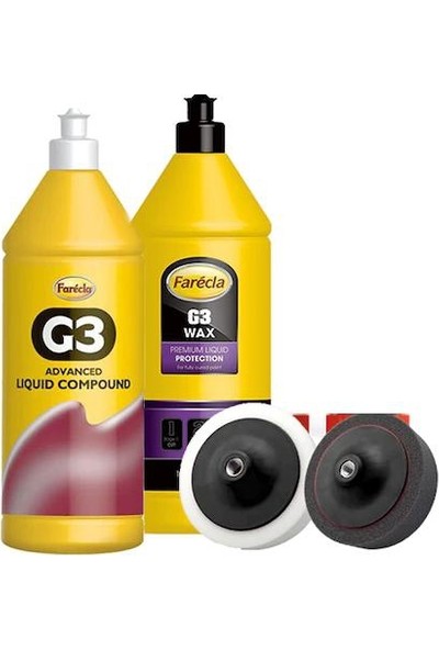 Farecla G3 Pasta 1 Lt + G3 Wax Cila 1 Lt (2 Adet Sünger - 1 Adet Ci̇la - 1 Adet Pasta)