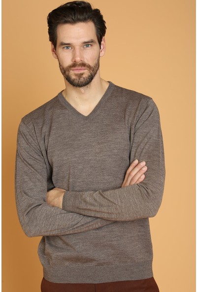 Sweater Vizon V Yaka Yün Erkek Kazak