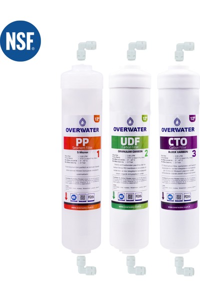 OverWater Kapalı Kasa Su Arıtma Cihazı 3 lü Inline Filtresi Seti Aşamalı ( Membransız Set ) FIN3