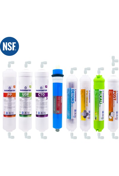 OverWater Kapalı Kasa Su Arıtma Cihazı 8 li Inline Filtresi Seti 12 Aşamalı LG Chem Kuno Membran FIM80MAD0L