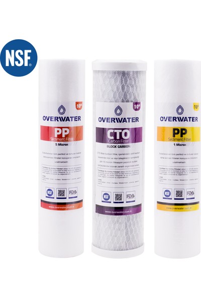 OverWater Açık Kasa Su Arıtma Cihazı 3 lü Filtresi Seti Aşamalı ( Membransız Set ) FSN3