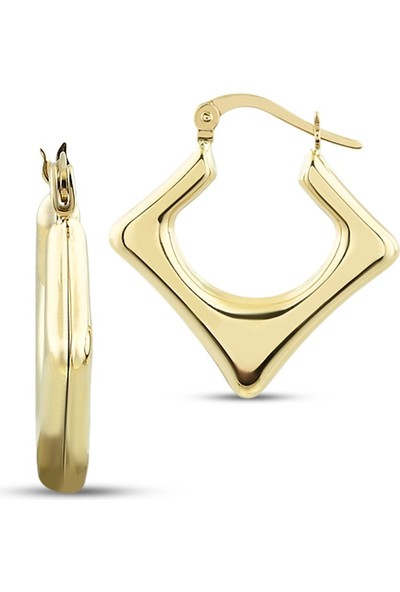 Bilun Gold Geometrik Halka 14K Altın Küpe