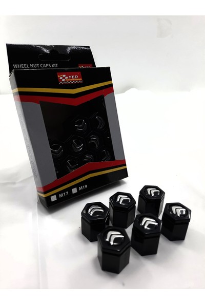 Duru Doruk Citroen Siyah Abs Bijon Kapağı 17 mm Kabartma Yazılı 20 Adet