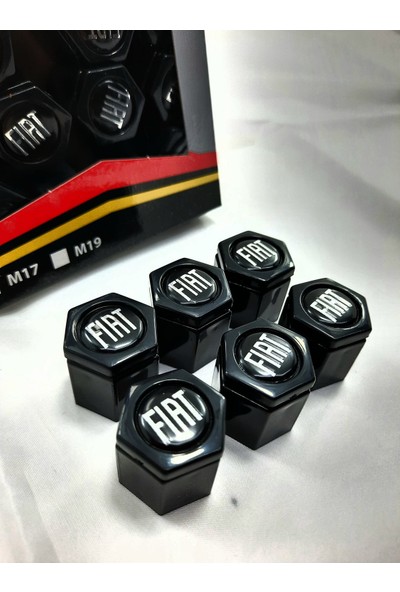 Duru Doruk Fiat Siyah Abs Bijon Kapağı 17 mm Kabartma Yazılı 20 Adet