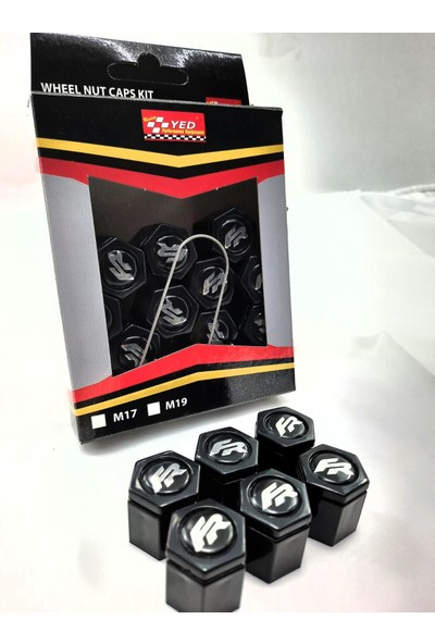 Duru Doruk Seat Fr Siyah Abs Bijon Kapağı 17 mm Kabartma Yazılı 20 Adet