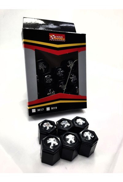 Duru Doruk Peugeot Siyah Abs Bijon Kapağı 17 mm Kabartma Yazılı 20 Adet