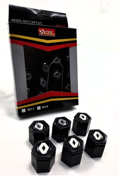 Duru Doruk Renault Siyah Abs Bijon Kapağı 17 mm Kabartma Yazılı 20 Adet