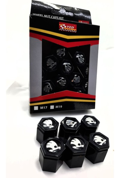 Duru Doruk Skoda Siyah Abs Bijon Kapağı 17 mm Kabartma Yazılı 20 Adet