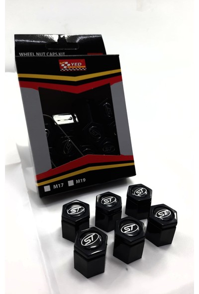 Duru Doruk Ford St Siyah Abs Bijon Kapağı 17 mm Kabartma Yazılı 20 Adet