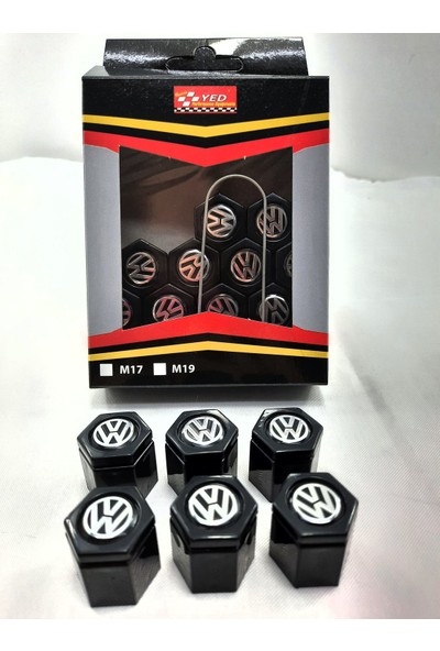 Duru Doruk Volkswagen Siyah Abs Bijon Kapağı 17 mm Kabartma Yazılı 20 Adet