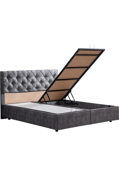 Setay Eylül Çift Kişilik Baza Başlık Seti, Antrasit Gri