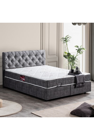 Setay Eylül Çift Kişilik Baza Başlık Comfort Yatak Seti, Antrasit Gri