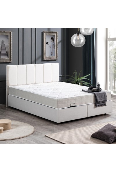 Setay Defne Çift Kişilik Baza Başlık Comfort Yatak Seti, Krem Setay Defne Çift Kişilik Baza Başlık Comfort Yatak Seti, Krem