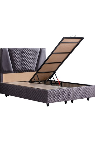 Setay Nesta Çift Kişilik Baza Başlık Seti, Antrasit Nubuk