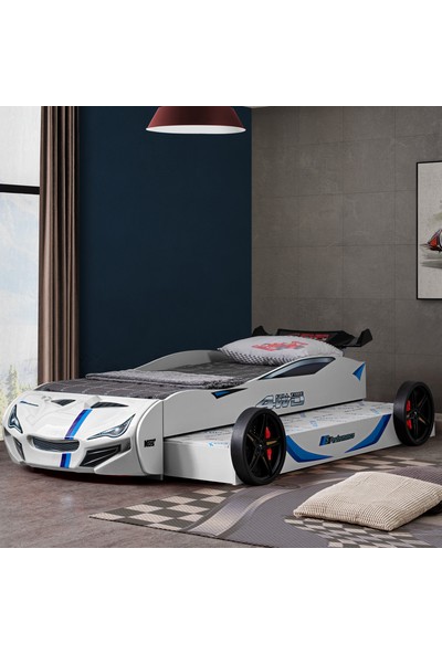 Setay Mercedes Rüzgarlıklı Yavrulu Arabalı Yatak, Beyaz