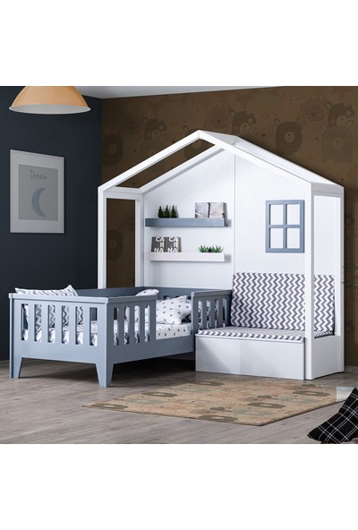 Setay Montessori Karyola, Çeşme Montessori Sedirli Yatak - Antrasit Setay Montessori Karyola, Çeşme Montessori Sedirli Yatak - Antrasit