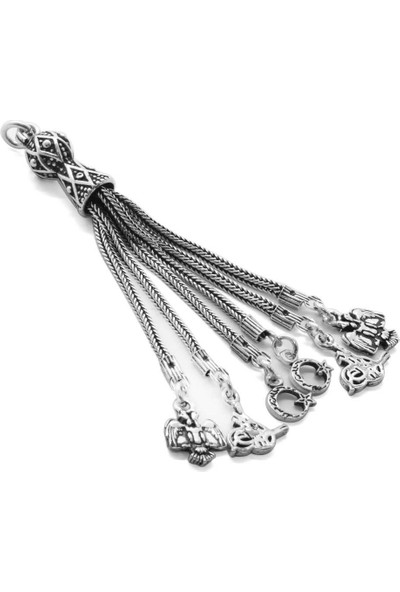 Alis Silver Ayyıldız-Çift Başlı Kartal-Tuğra Tasarım 6lı Kamçı 925 Ayar Gümüş Püskül Alis Silver Ayyıldız-Çift Başlı Kartal-Tuğra Tasarım 6lı Kamçı 925 Ayar Gümüş Püskül